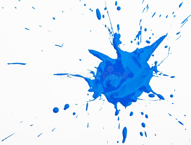 Blue blot with splashes stock photo. Image of drawing - 305613270