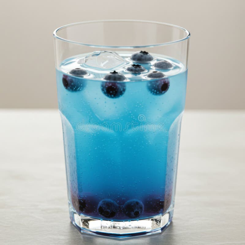 Blue Blueberry Drink with Ice in Glass Stock Photo - Image of cold ...