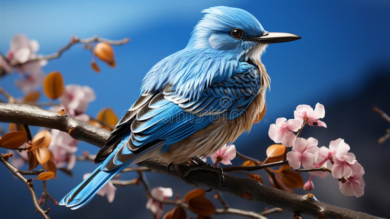 Blue bluebird. Side view stock illustration. Illustration of feather ...