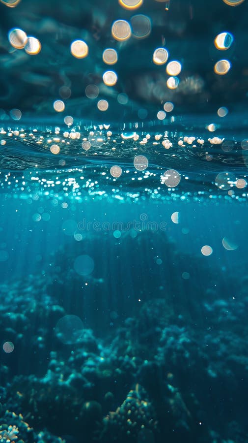 Blue Blurry Underwater Bokeh. Stock Photo - Image of conifer, evergreen ...