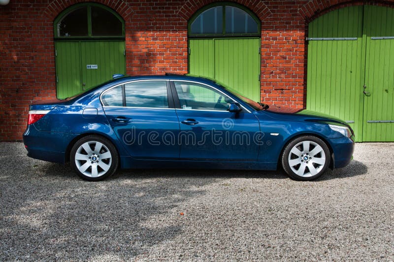 Blue BMW E60 545 i editorial stock photo. Image of cars - 57671218