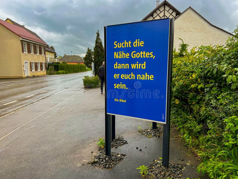 Bible Verse on Blue Board in Busingen Stock Image - Image of hochrhein ...