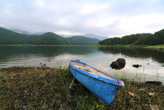 Blue boat stock image. Image of stone, japan, scene, water - 22893531