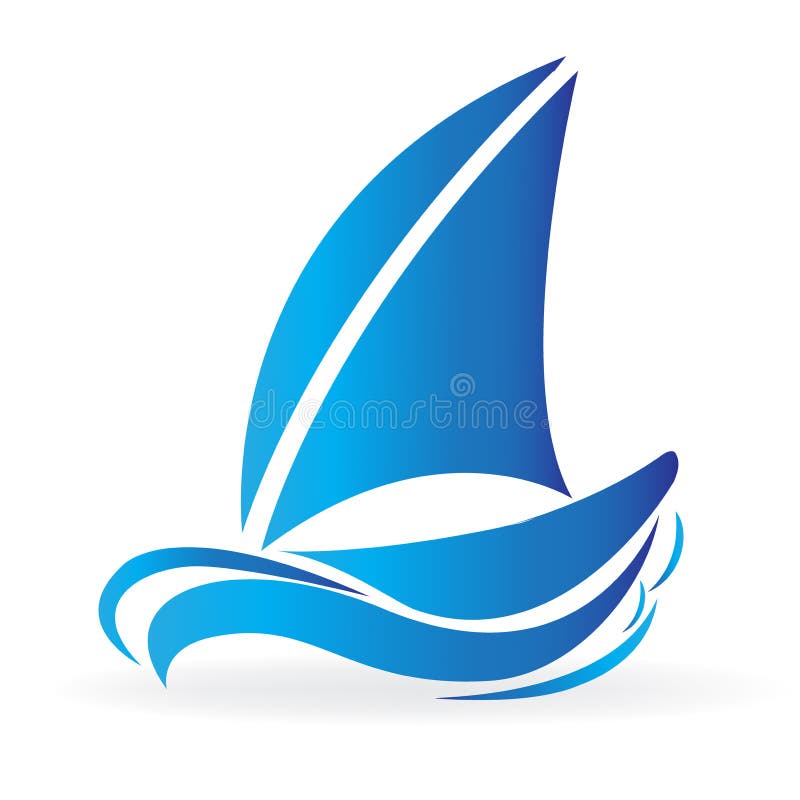 Blue Boat in the Sea, Vector Icon Stock Vector - Illustration of ...
