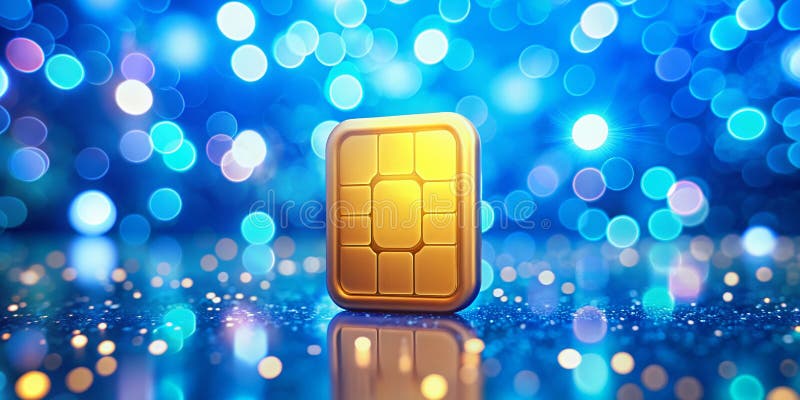 Blue Bokeh Illustration of a SIM Card Mobile Phone and Network ...