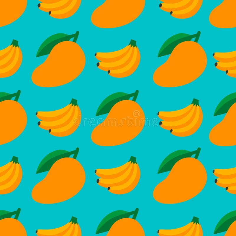 Blue Bold Mango Banana Repeat Design Stock Vector - Illustration of ...