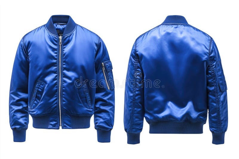 Blue Bomber Jacket stock photo. Image of garment, womenswear - 370314350