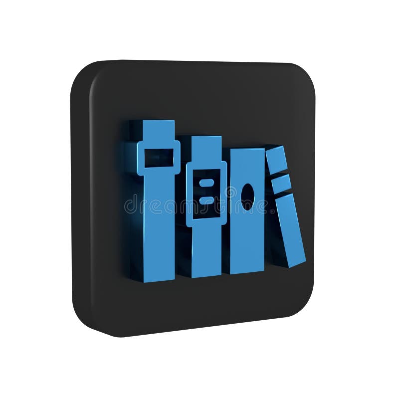 Blue Book Icon Isolated on Transparent Background. Black Square Button ...