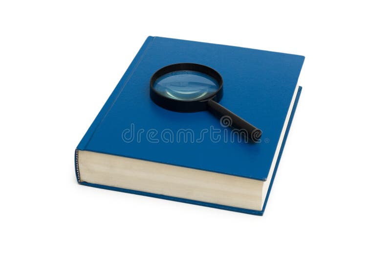 Blue Book and Magnifying Glass Stock Image - Image of learning ...