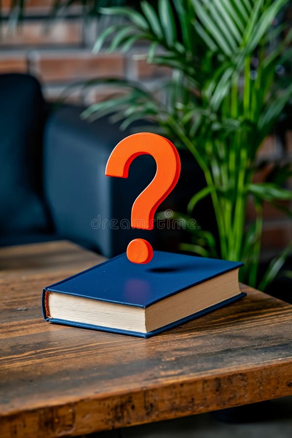 A Book with a Question Mark on Top of it on a Table Stock Image - Image ...