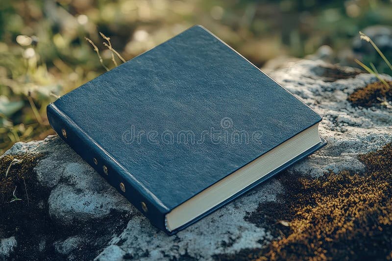 Blue Book on a Stone with Grass - Rustic Aesthetic and Nature ...