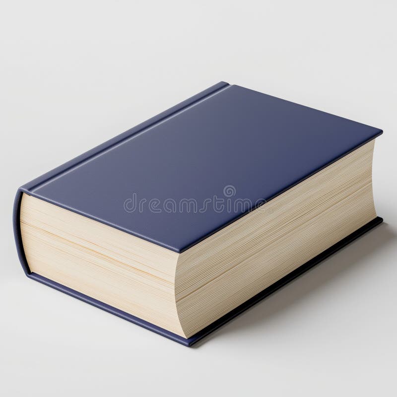 Blue Book with Textured Cover and Visible Pages Resting on White ...