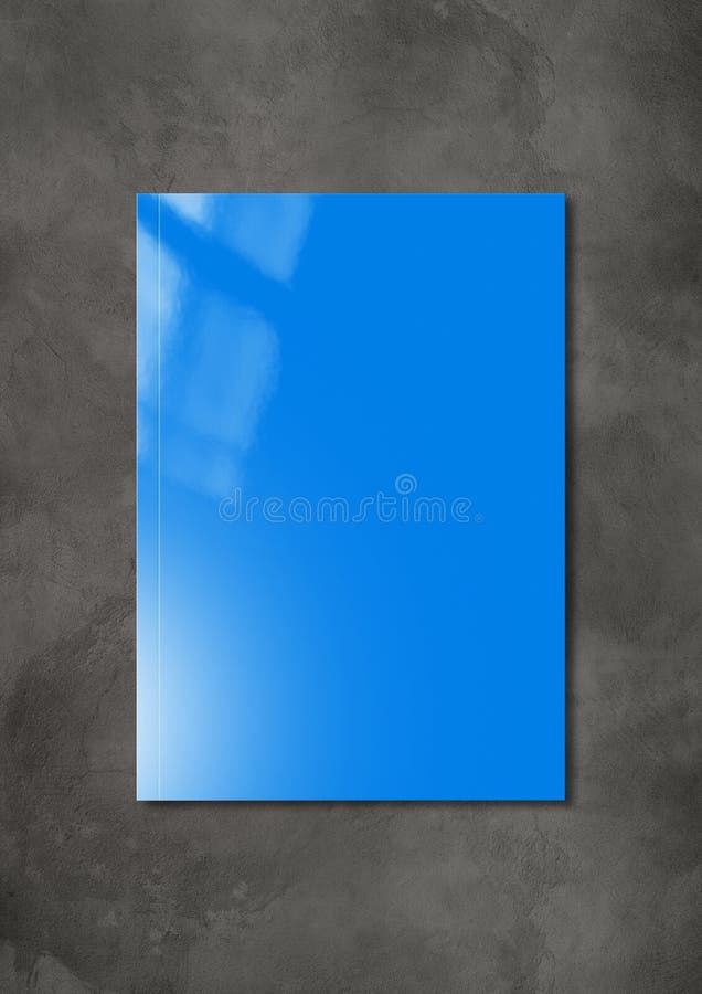 Blue Booklet Cover Template on Dark Concrete Background Stock Photo ...