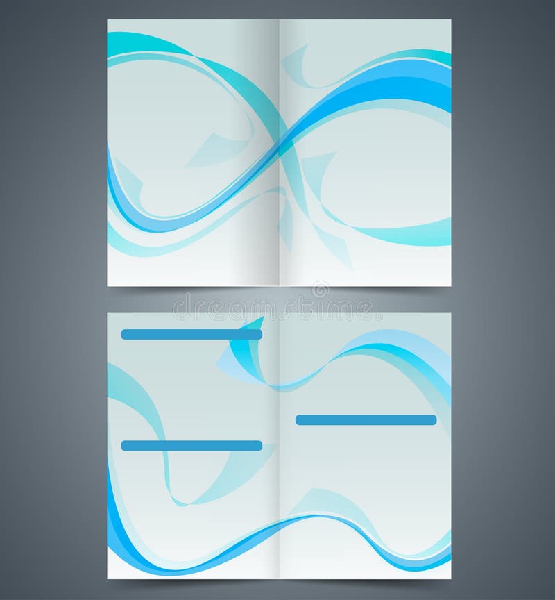 Blue Booklet, Template Design with Waves Stock Vector - Illustration of ...