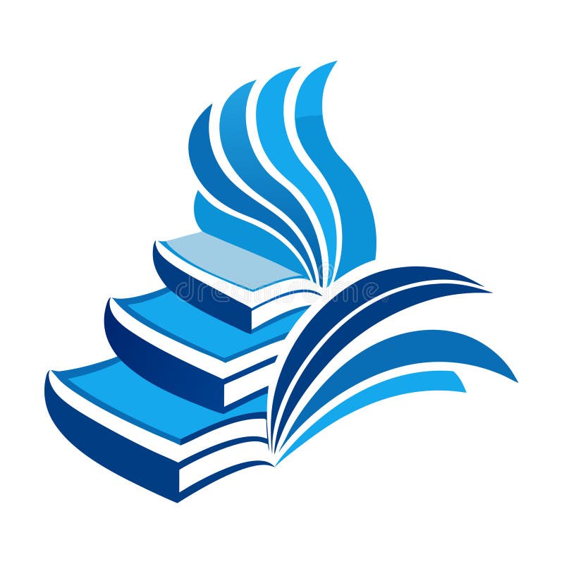 Blue Books Stack Logo Design for Education, Library or Publishing ...