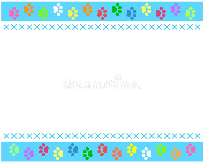 Colorful Paw Prints Animal Frame Border. Stock Vector - Illustration of ...