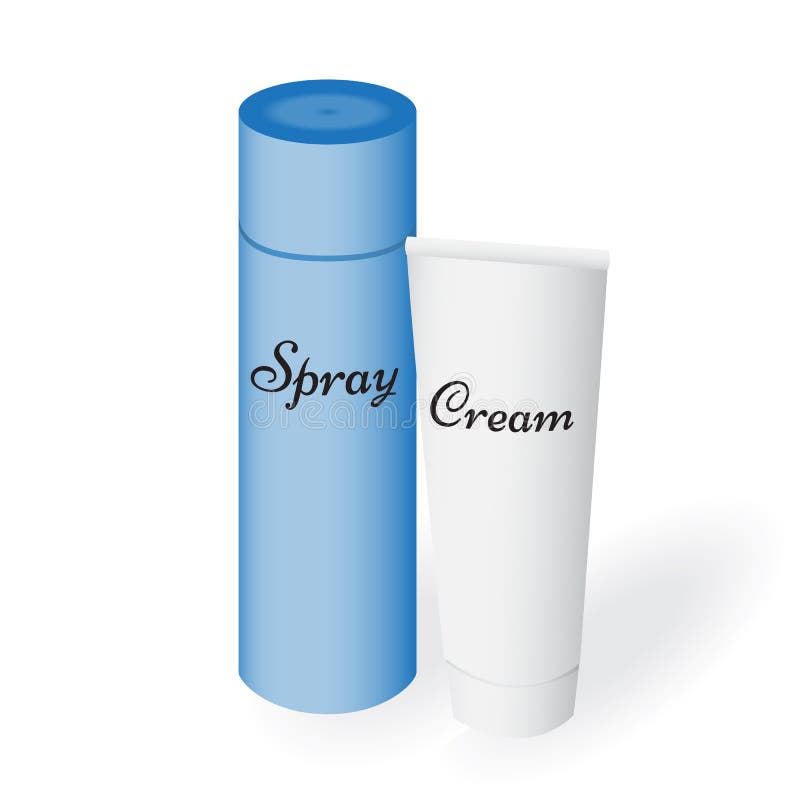 Blue Bottle for Spray and White Tube for Cream Stock Vector ...