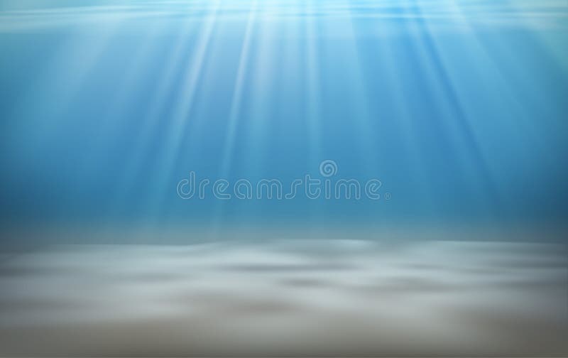 Blue Bottom of the Sea with Sun Light Effect Stock Vector ...