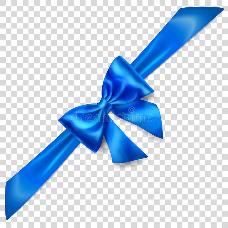 Beautiful Blue Shiny Bow with Diagonally Ribbon with Shadow Stock ...