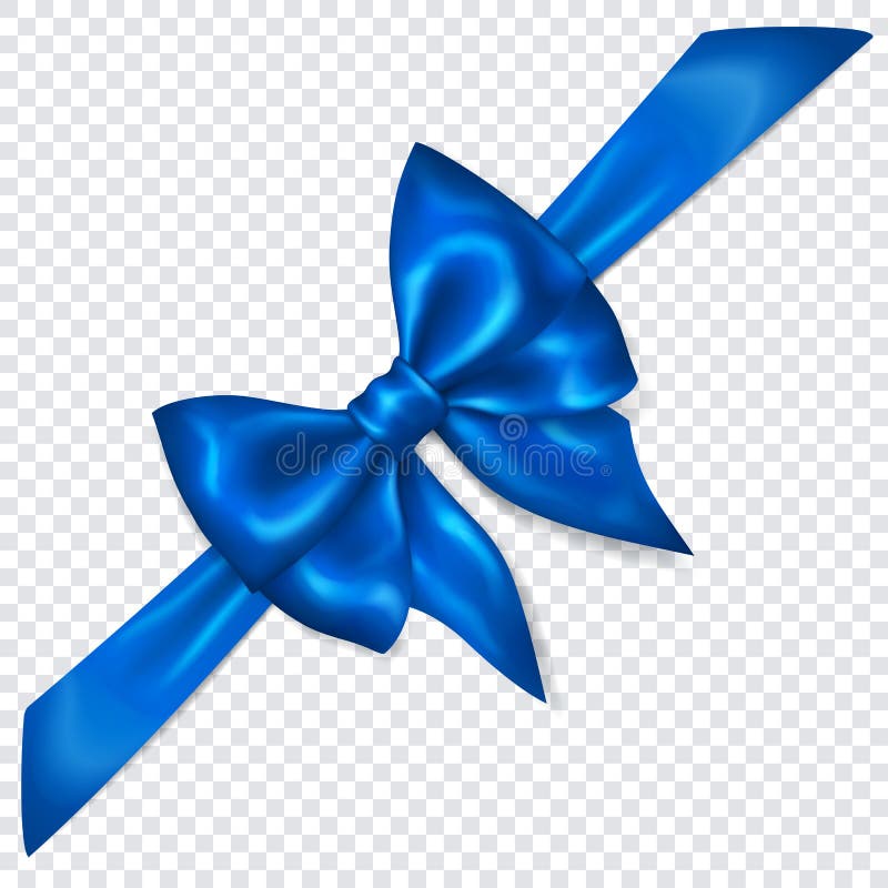 Beautiful Blue Shiny Bow with Diagonally Ribbon with Shadow Stock ...