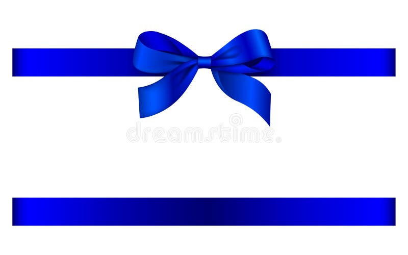 Blue Bow and Ribbon with Gold Edging Stock Vector - Illustration of ...