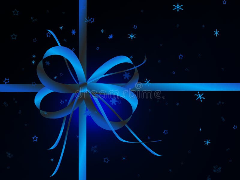 Blue bow and stars stock illustration. Illustration of christmas - 7275596
