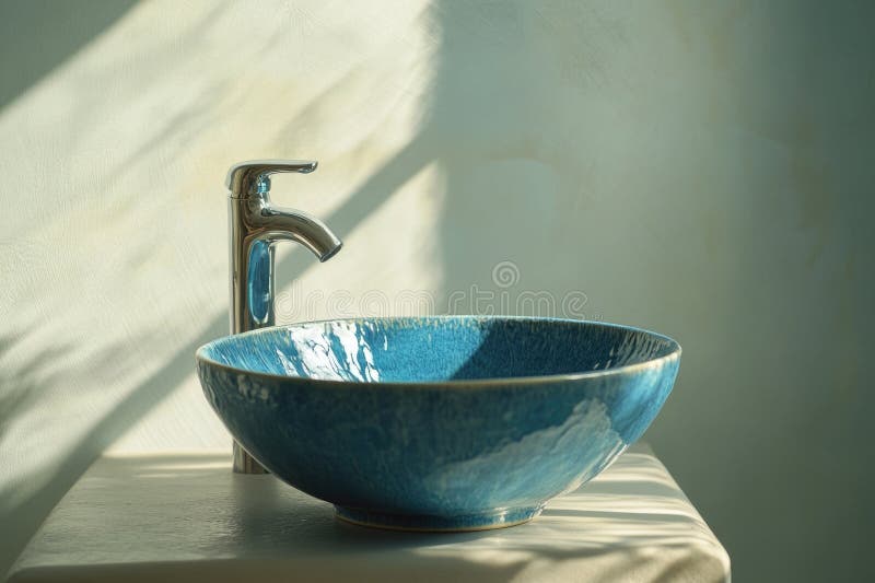 Blue Bowl Sink Counter stock image. Image of design - 379943315