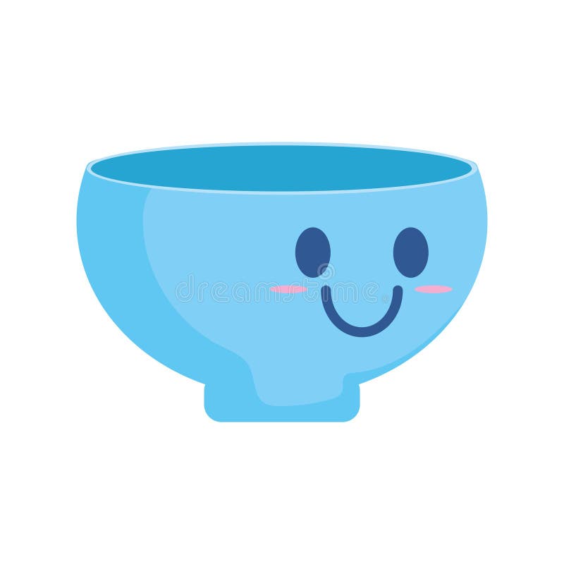 Blue Bowl with Smile Face. Vector Stock Illustration - Illustration of ...