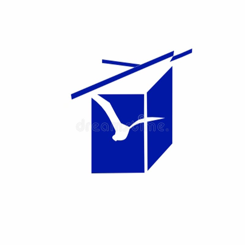 Blue Box Logo and Flying Bird Silhouette Stock Image - Image of bird ...