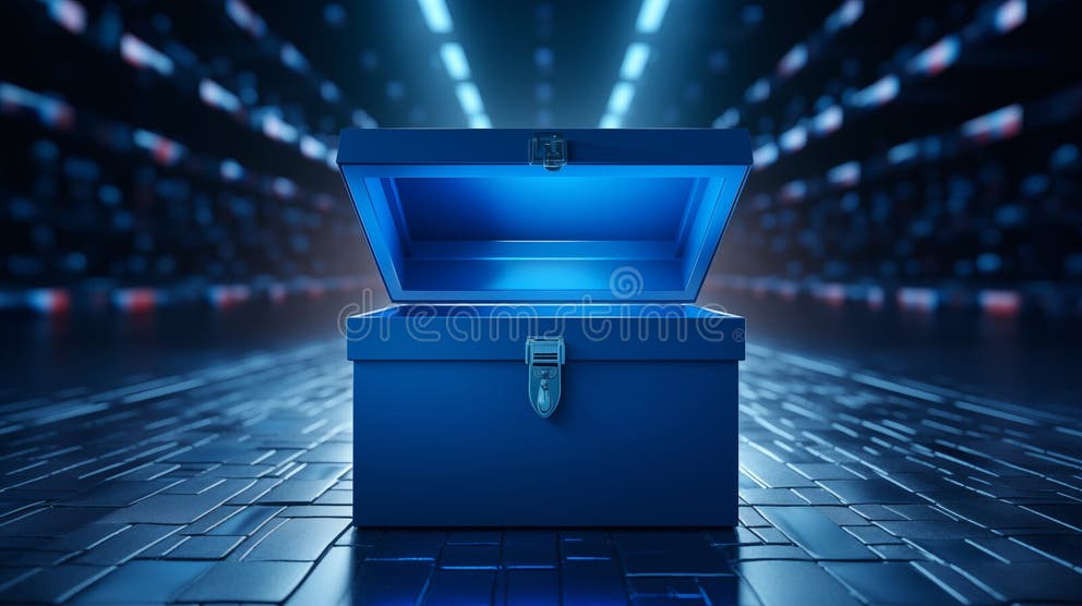 A Blue Box with a Silver Lock Stock Illustration - Illustration of ...