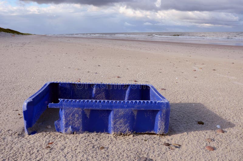 Blue Box after Storm on Sea Beach Stock Image - Image of outdoor ...