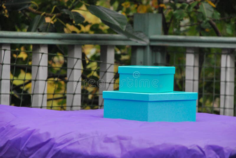 Blue boxes stock image. Image of boxes, table, outdoor - 92629179