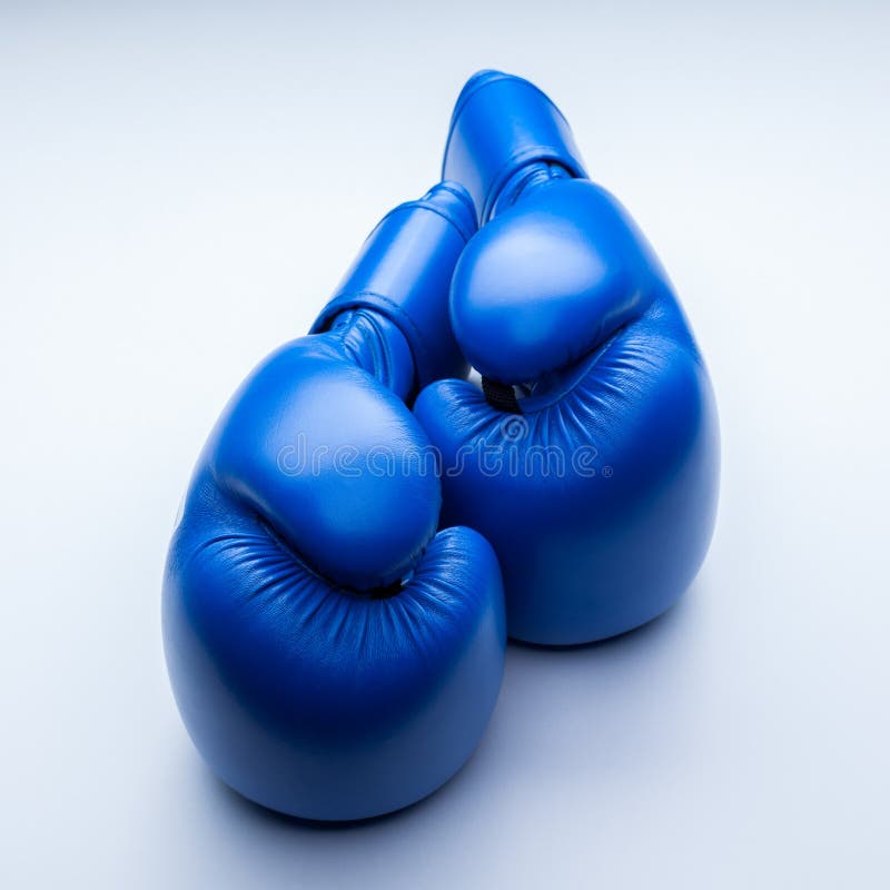 Red and Blue Boxing Gloves Hanging on White Background. Generative AI ...