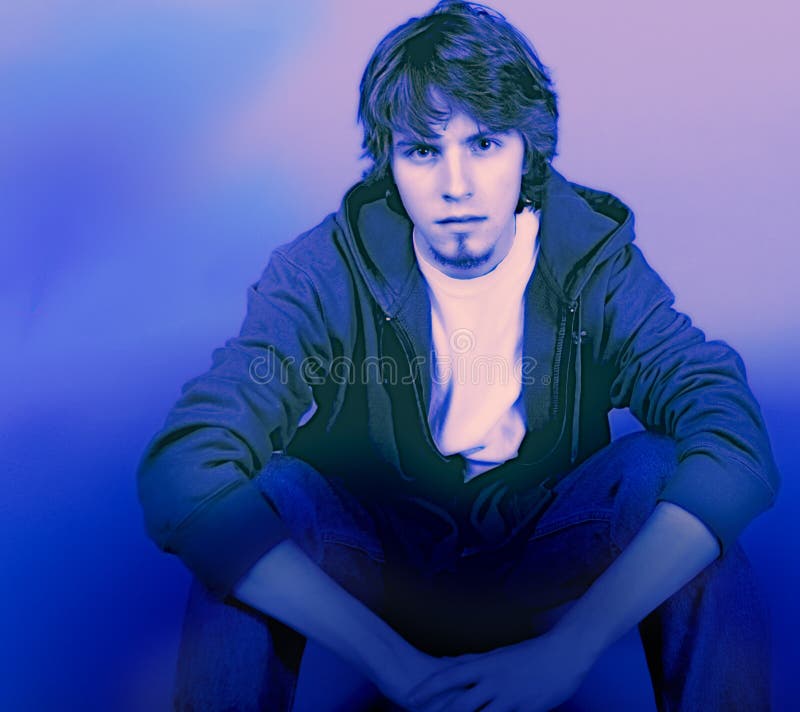 Blue Boy stock photo. Image of eyes, anxious, doubtful - 312546