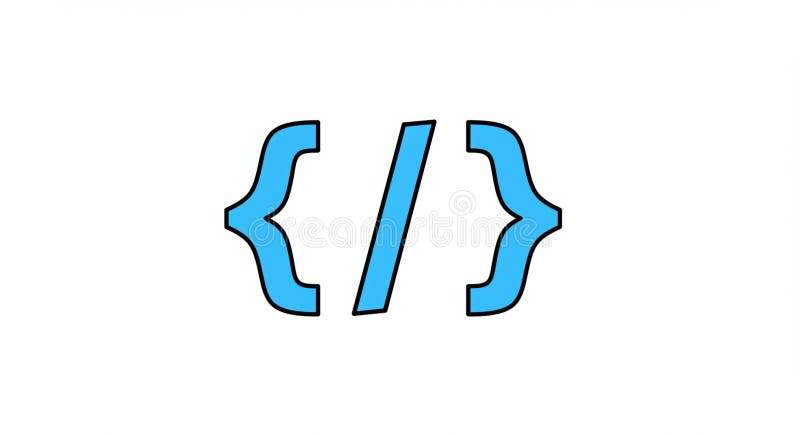 Blue Brackets and a Forward Slash are Arranged Centrally on a White ...