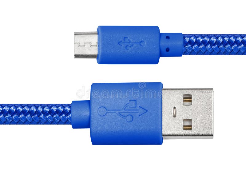 Blue Braided Wire Usb To Miniusb Cable Stock Image - Image of connect ...
