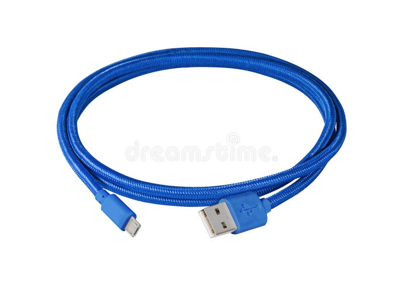 Blue Braided Wire Usb To Miniusb Cable Stock Image - Image of braided ...