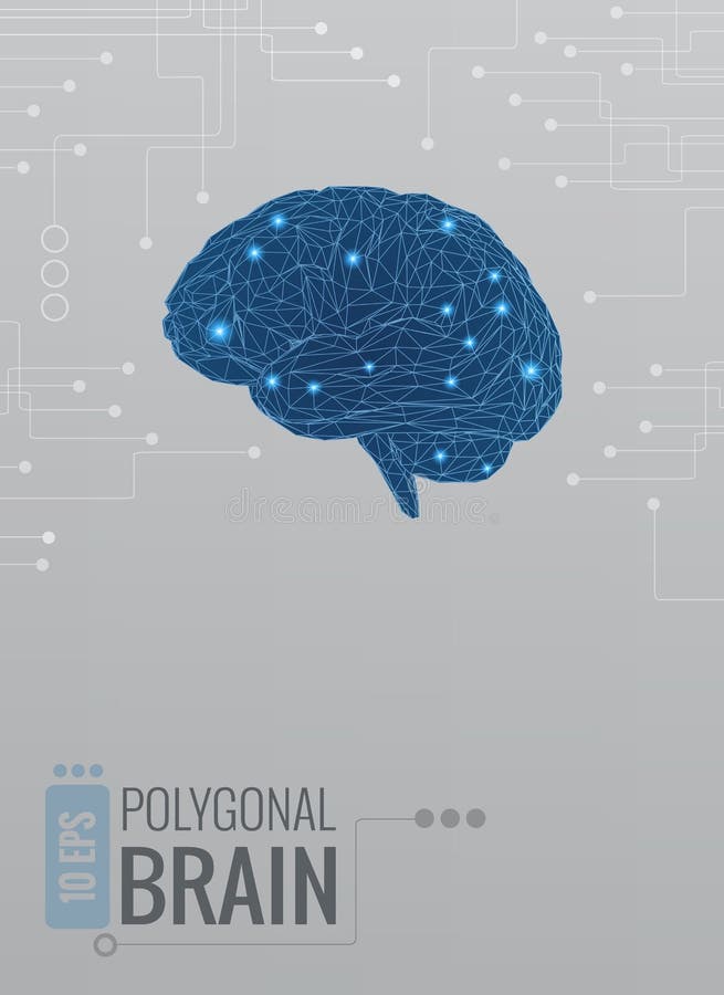 Blue Brain Illustration on Gray Space BG Stock Vector - Illustration of ...
