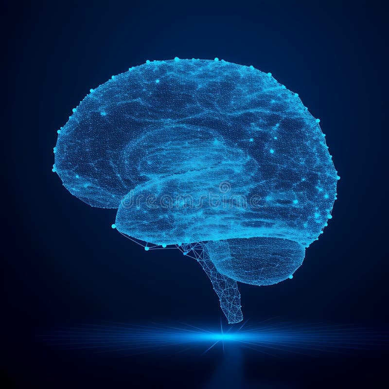 A Blue Brain with a Lot of Dots on it Stock Illustration - Illustration ...