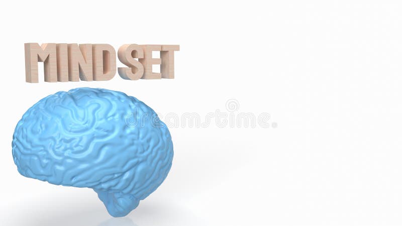 Blue Brain and Mindset Wood Text 3d Rendering Stock Illustration ...