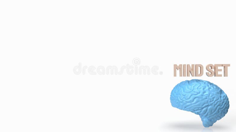 Blue Brain and Mindset Wood Text 3d Rendering Stock Illustration ...