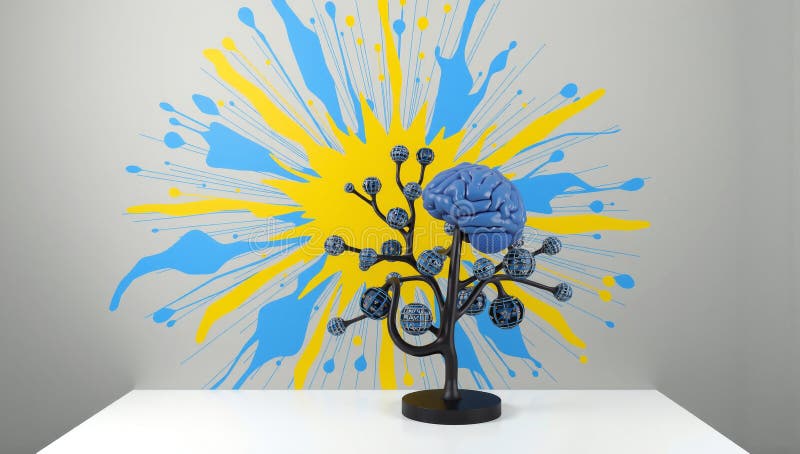 Neural Network Creativity Explodes Stock Image - Image of blue ...