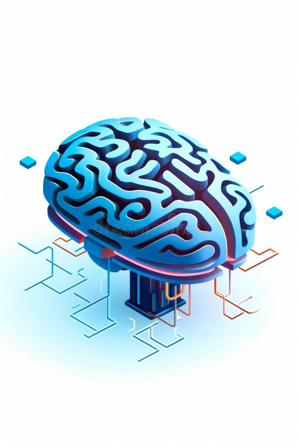 Blue Brain with Structure in the Middle of it. Generative AI Stock ...