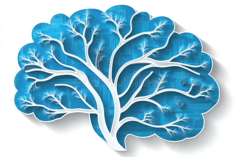 Blue Brain Tree Illustration Branching Neural Pathways Symbolizing ...