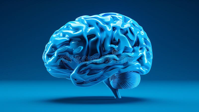 A blue brain with stock illustration. Illustration of cerebral - 316073388