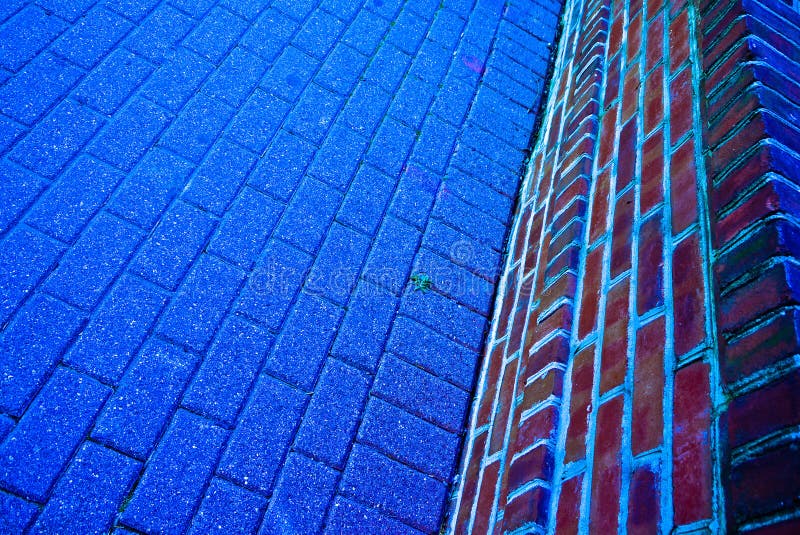 Blue brick path and wall stock photo. Image of brick - 15640758