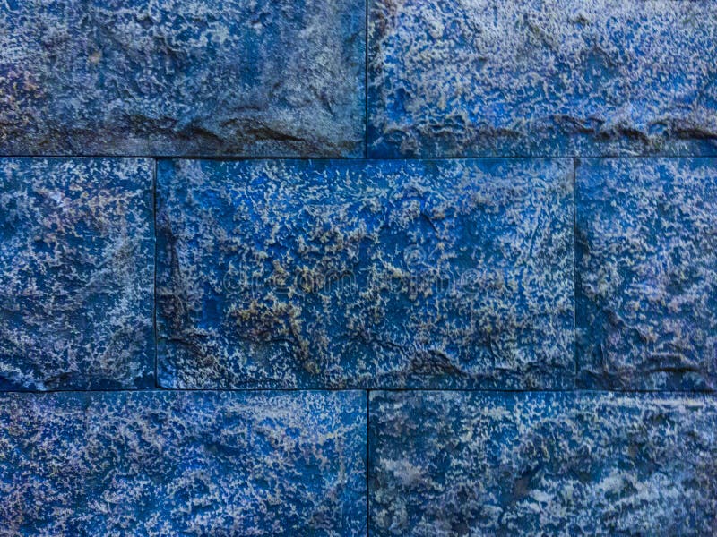 Blue Brick Wall. Large Ancient Brick. Blue Cold Background with ...