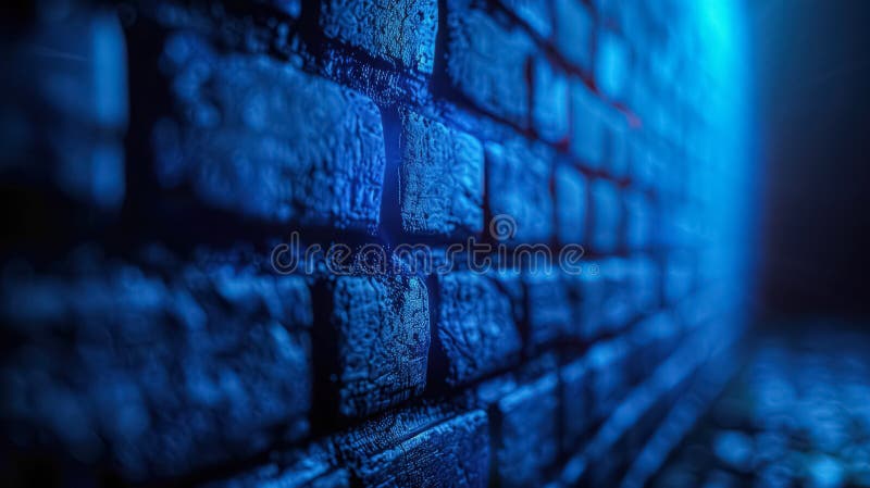 A Blue Brick Wall with a Light Blue Shadow on it. Stock Image - Image ...