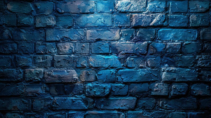 A Blue Brick Wall with a Light Blue Shadow on it Stock Image - Image of ...