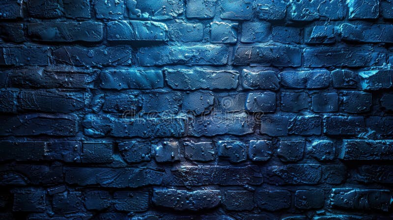 A Blue Brick Wall with a Light Blue Shadow on it. Stock Photo - Image ...